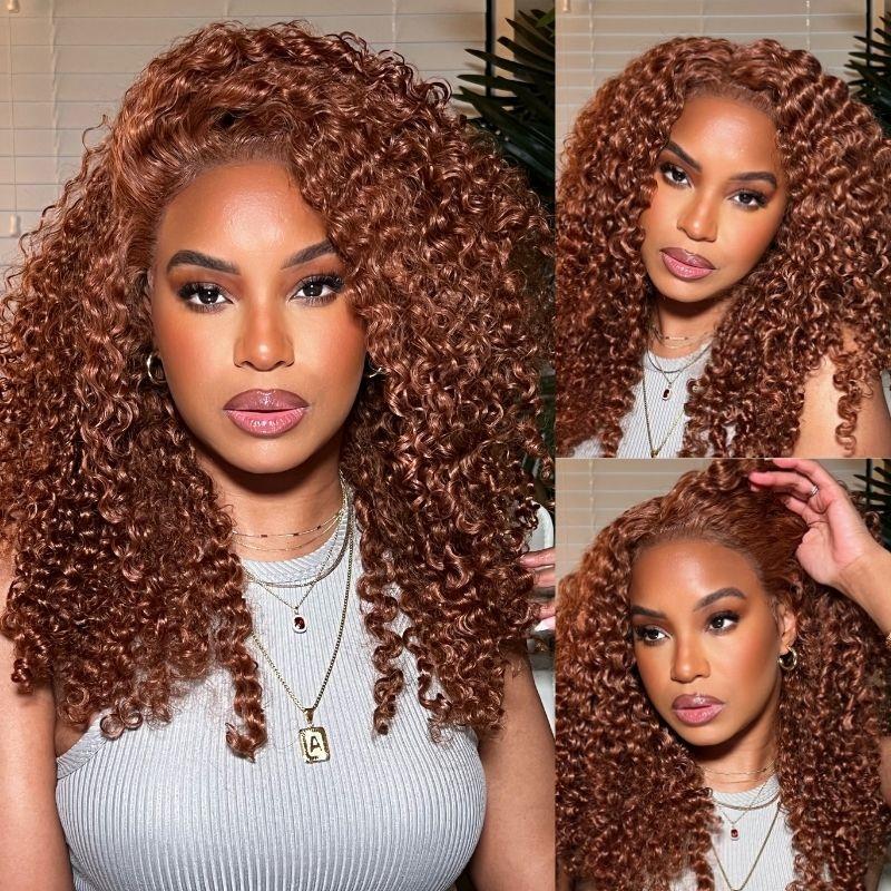 Beautyforever 33B Auburn Lace Front Wigs Kinky Curly 13x4 Lace Front Wigs Pre-plucked With Babyhair