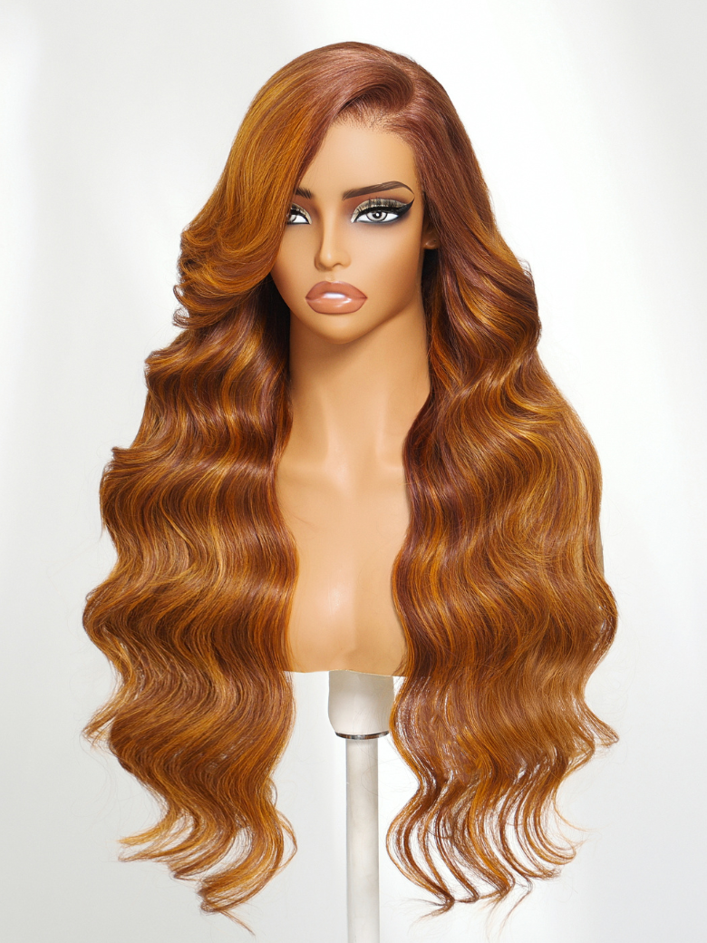 Beautyforever Ginger With Cinnamon Brown Highlight Sun-kissed Copper Blend Wig 13x4 Pre ...