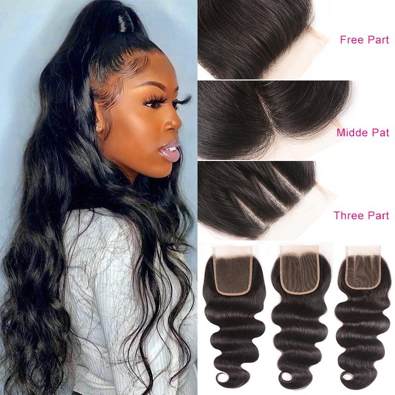Beautyforever body wave closure three part 7A virgin hair body wave ...