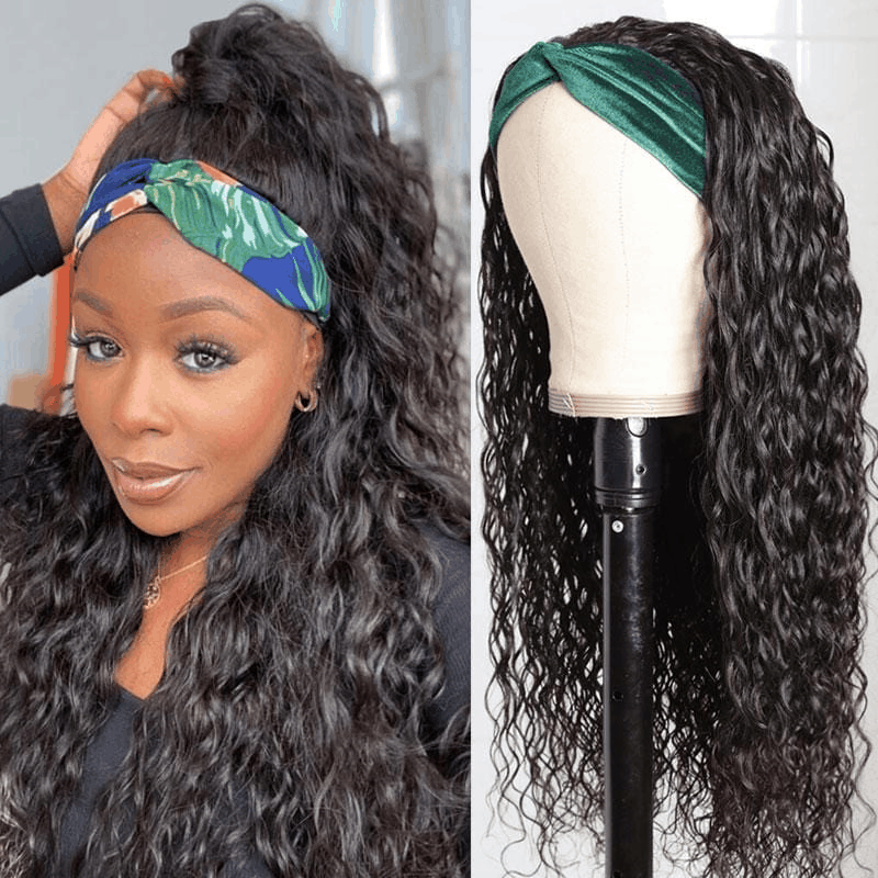 Beautyforever Headband Wig Water Wave Glueless Human Hair Wigs With Pre ...